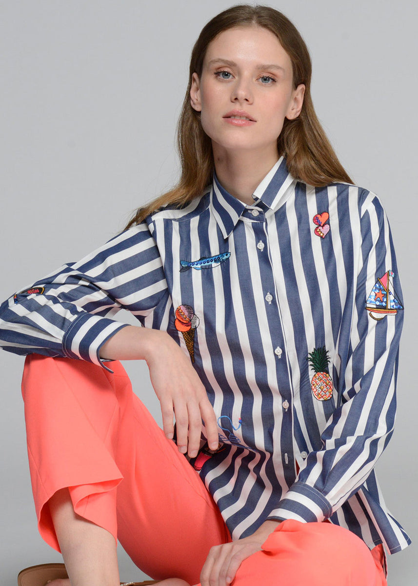 Isa Blue Stripe Shirt – Domino Style