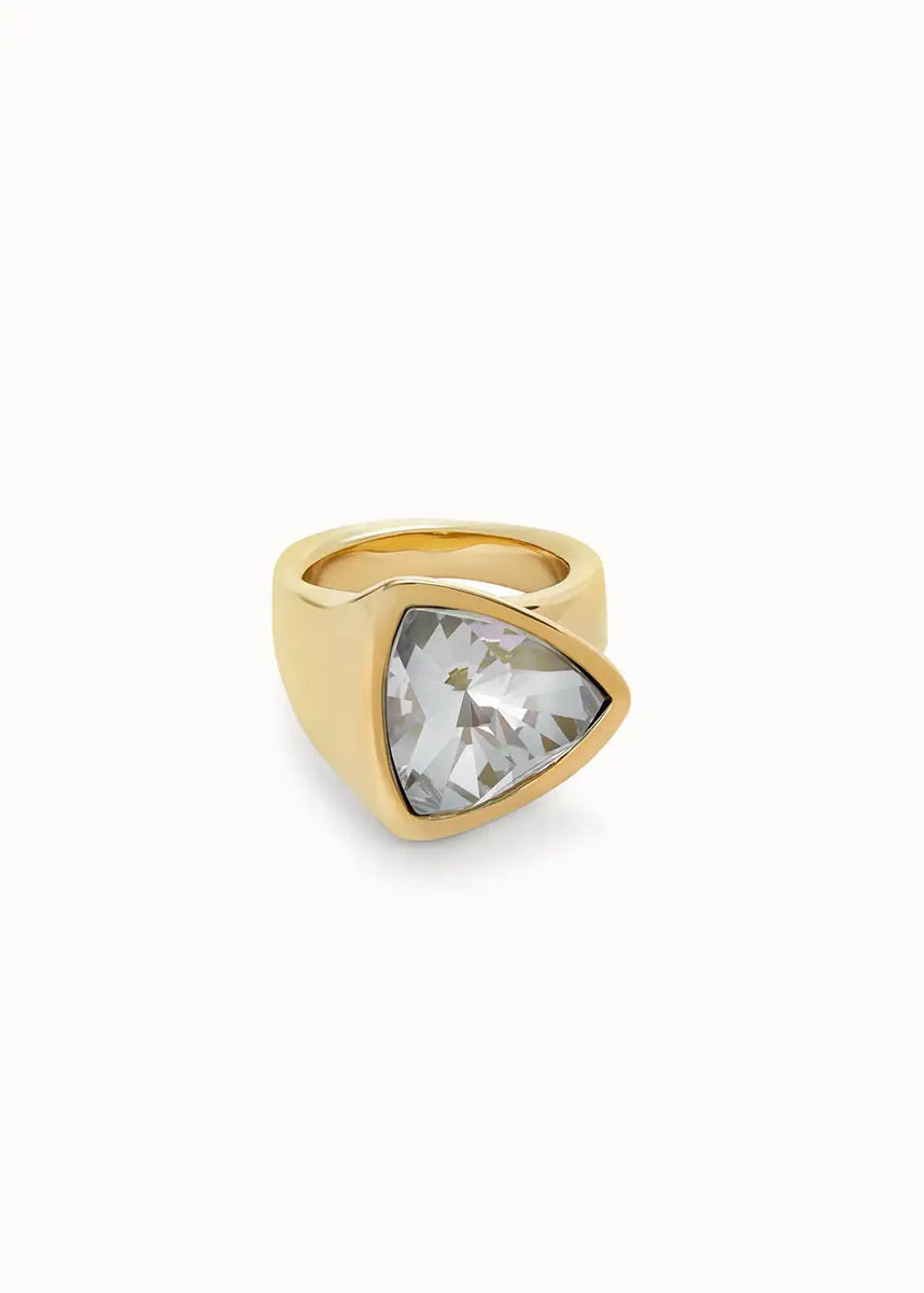 Triangular Ring with Pink Crystal – Domino Style