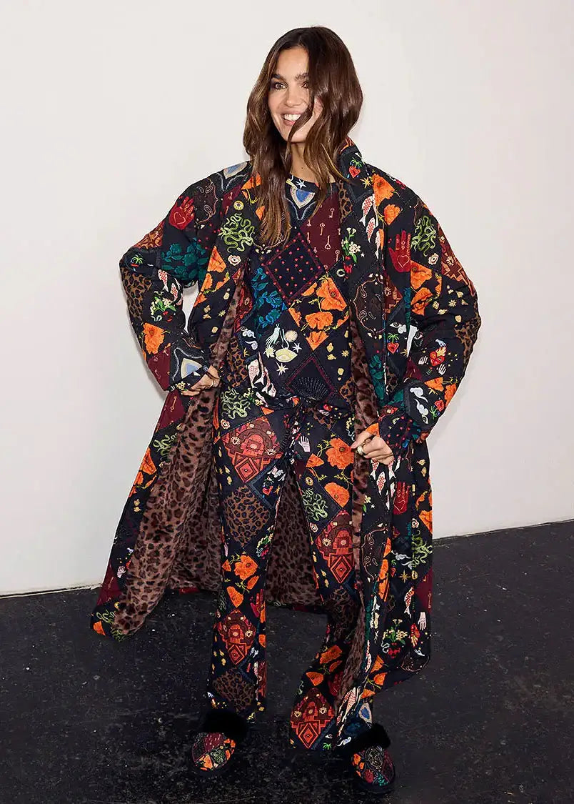 Night Garden Quilted Robe – Domino Style